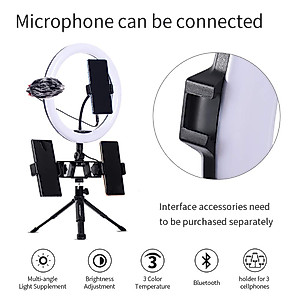 K&F Concept 11 Inch Selfie Ring Light Set with Tripod Stand Cell Phone Holder 3 Light Modes Smartphone Ring Light