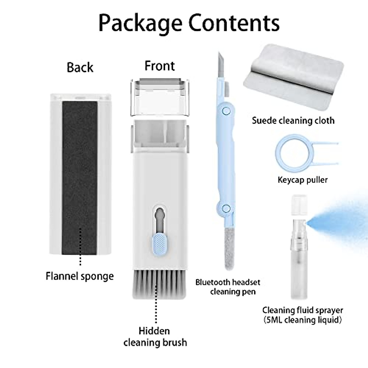 7 in 1 Electronic Cleaner kit - Keyboard Cleaner, Keyboard Cleaning Kit, Laptop Cleaner with Brush, Electronic Cleaner for Airpods pro/Laptop/Phone/Computer/Screen (Give Away a Flannel Cloth) Blue