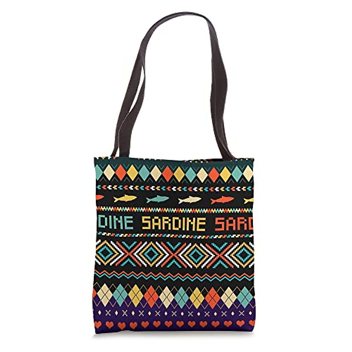 SARDINE Love Pattern Tribal Vintage Retro Classic Tote Bag