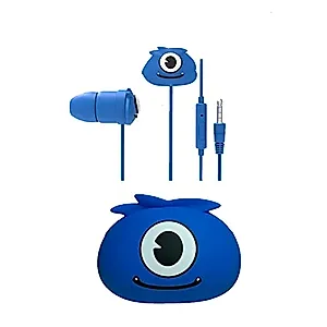 BByogooz Earbuds for Kids with Storage Case Cute Kids Earbuds in-Ear Wire Earphones for School Cartoon Headphones with Mic Microphone Gift for Girls Boys Adults (Blue Monster)