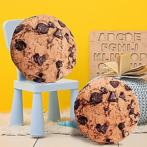 HYSEAS Round Throw Pillow 13.4 Inch Chocolate Cookie, 3D Digital Print Decorative Comfortable Soft Plush Funny Food Shaped Pillow Light Weight Seat Pad Cushion for Couch, Chair, Floor, Sofa