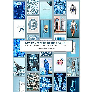 Blue Wall Collage Kit Aesthetic Pictures, Blue Aesthetic Pictures, Collage Print Kit, Bedroom Decor for Teen Girls, VSCO Girls Bedroom - Set of 50 Pcs Photo Prints 4x6 (Dark Blue)
