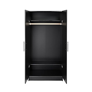 Prepac Elite 32" Storage Cabinet Closet, Black Storage Cabinet, Linen Cabinet, Wardrobe Cabinet with Hanging Rail and Shelves 24.5" D x 32" W x 65" H