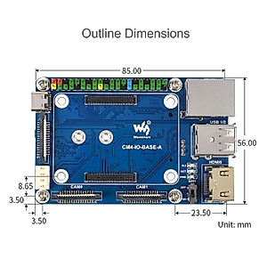 waveshare for Raspberry Pi Compute Module 4 Base Board Accessories Kit, Include CM4-IO-BASE-A (Lite Ver.), USB HDMI Adapter, FFC Cable and USB-A to USB-C Cable, More USB and HDMI Connectors via FFC