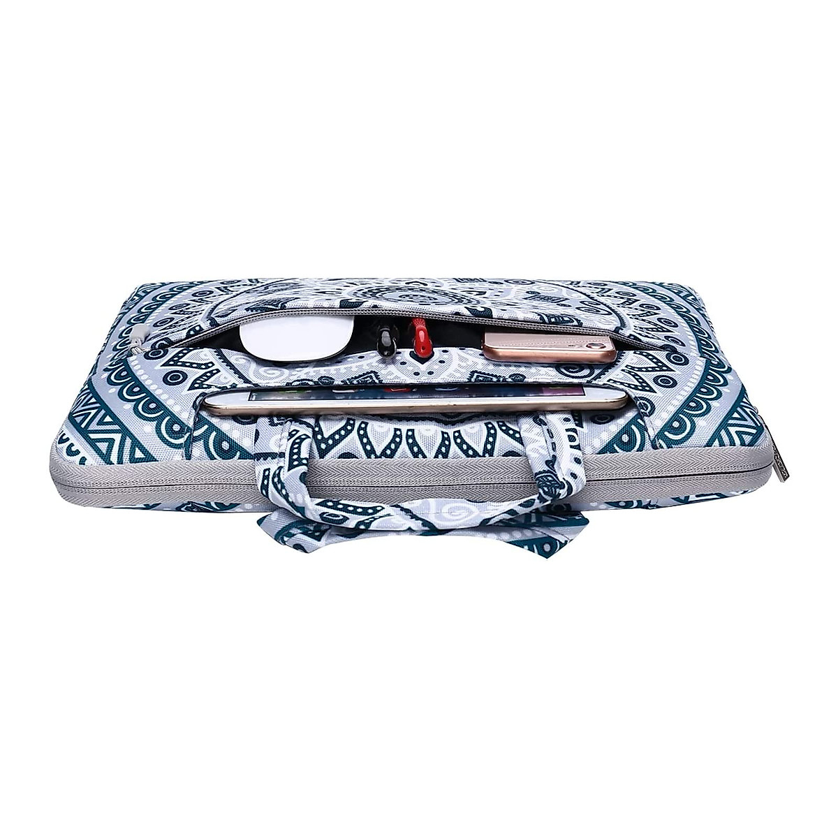 MOSISO Laptop Shoulder Bag Compatible with MacBook Air/Pro, 13-13.3 inch Notebook, Compatible with MacBook Pro 14 inch M3 M2 M1 Chip Pro Max 2023-2021, Polyester Briefcase Sleeve Mandala MO-MDL006