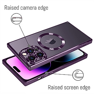 LSL Case for iPhone 14 Pro Max [Compatible with MagSafe] Soft TPU Bumper Anti-Drop Anti-Scratch Shockproof Protective Slim Luxury Plating Clear Magnetic Cover for Women Girls Men - Dark Purple