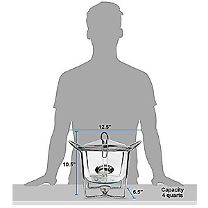 Galashield Stainless Steel with Glass Dish Buffet Server Food Warmer Chafing with Ladle for Soup (4-Quart Capacity)