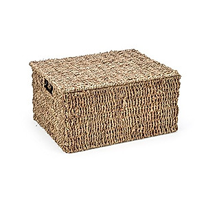 Set of 3 Rectangular Seagrass Baskets with Lids by Trademark Innovations