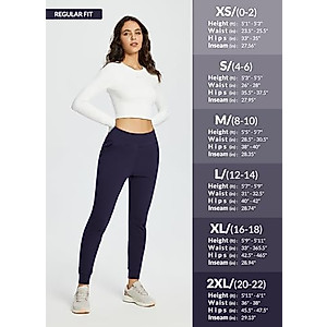 BALEAF Fleece Lined Joggers Women Waterproof Thermal Hiking Pants Sweatpants Track Pants Winter Clothes Running Gear Navy L