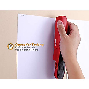 Bostitch Office 20 Sheet Mini Stapler with 210 Staples, Fits into the Palm of Your Hand, Red