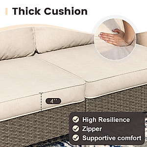 VICLLAX 2 Pieces Wicker Patio Furniture Set, Outdoor Conversation Set of 2 Armless Sofas with Cushion for Garden, Poolside, Backyard, Grey PE Rattan