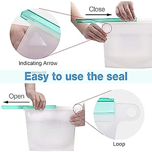 Shark Lock Silicone Food Storage Bag (6 Bags) 2 New 10 Ounce Silicone Snack Bags, 2 Med Reusable Sandwich Bags, 2 Large Reusable Silicone Food Bag, Silicone Storage Bags Reusable