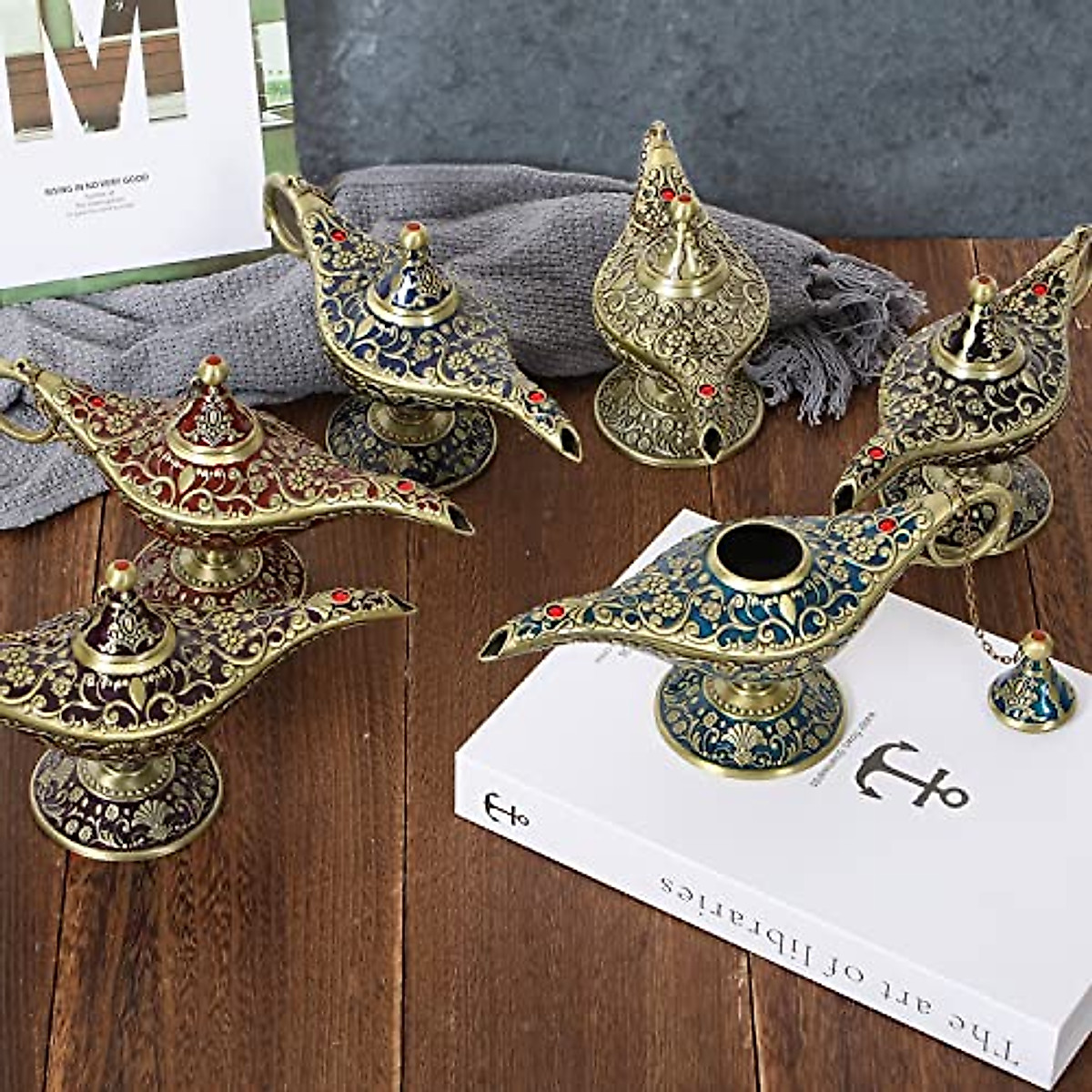 SogYupk Aladdin's Lamp, Vintage Magic Genie Lamp Wishing Lamp, Classic Arabian Stage Show Props/Themed Parties/Cake Decorating, Creative Aladdin Magic Lamp Gift for Holidays/Birthdays/Weddings (Black)