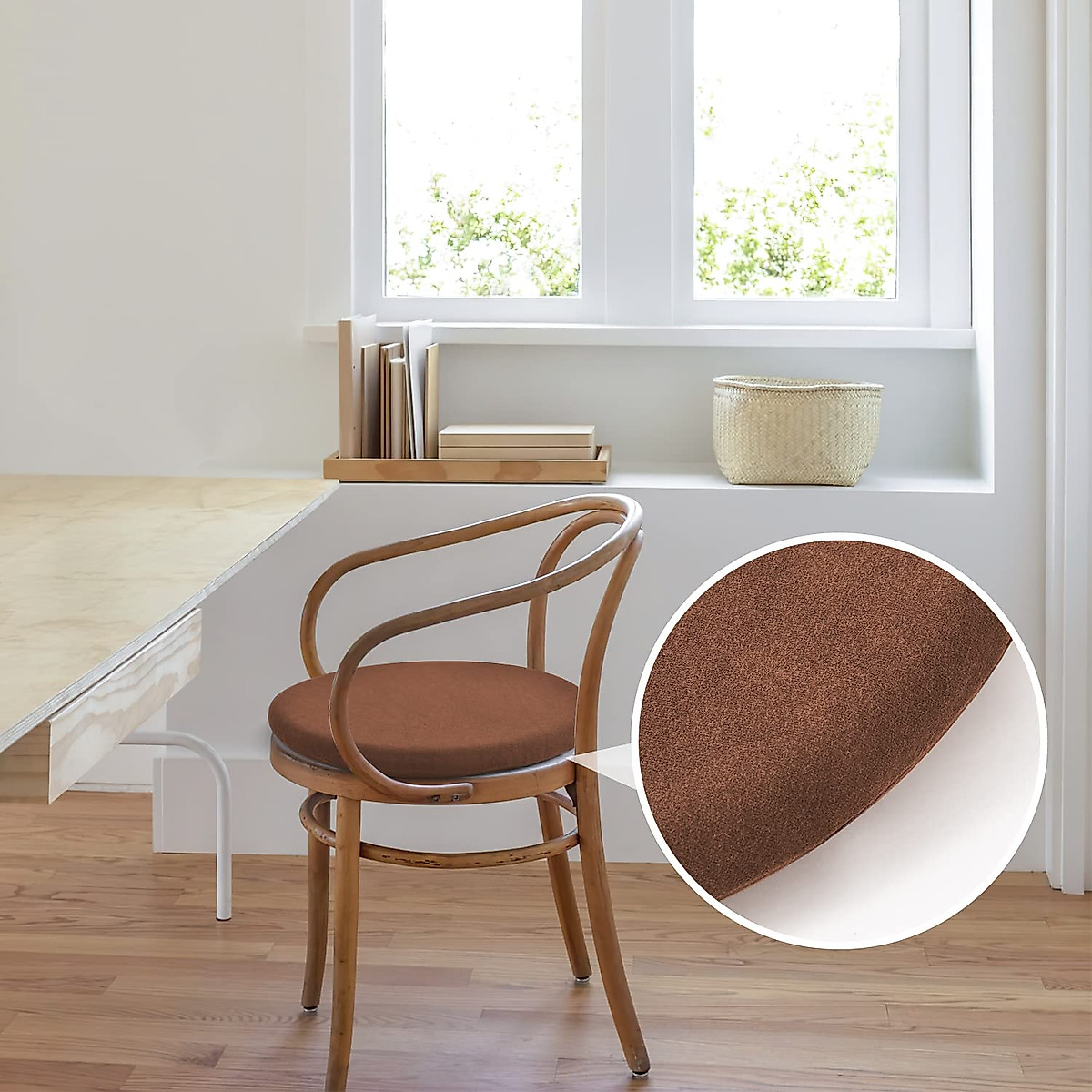 Gumcoly Memory Foam Seat Cushion 14 Inch, Round Stool Cushion, Circle Chair Pad with Removable Cover for Dining Kitchen Bar Chairs Coffee