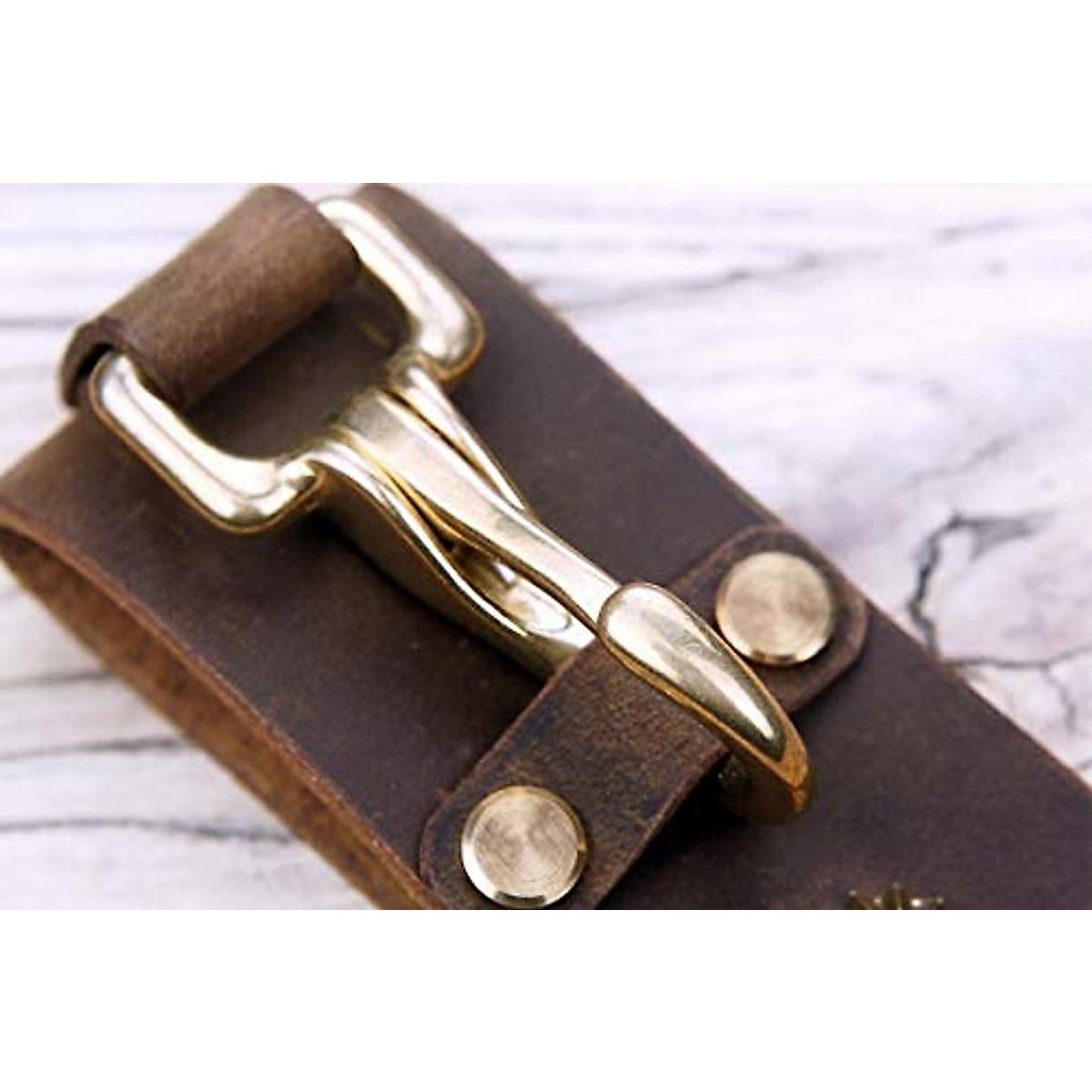 Heavy duty full grain leather belt key clip, retro distressed leather belt key holder - BA05KC