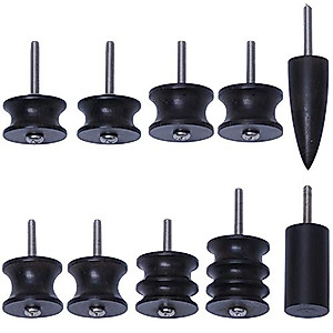 10Pcs Black Ebony Wood Leather Burnisher Pointed Tip, Leather Slicker Burnishing Tool for Compatible with Rotary Dremel Tools (Black)