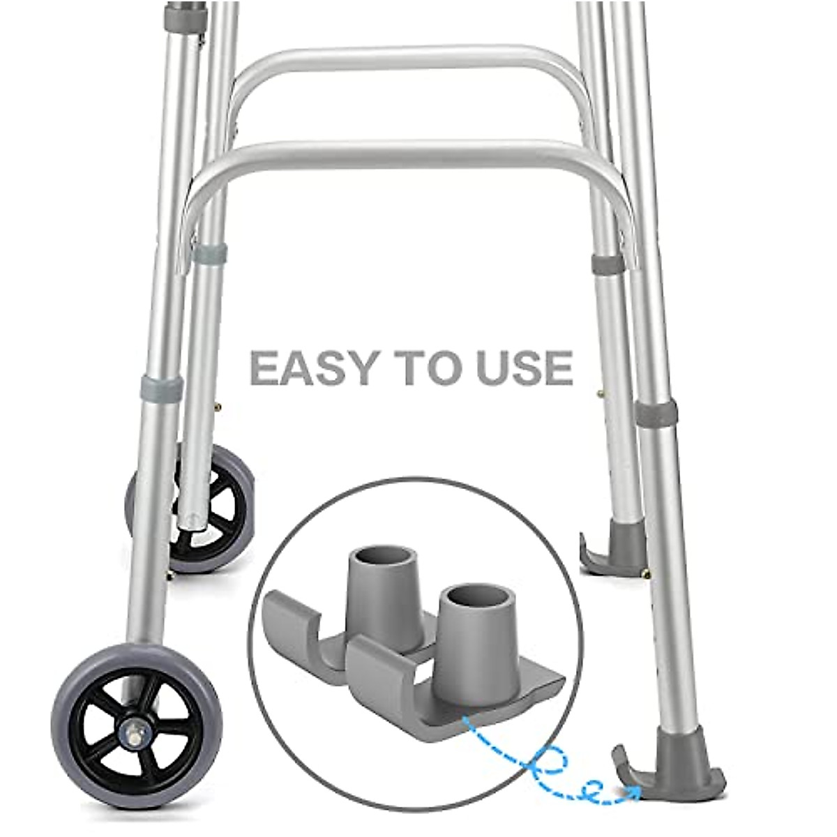 Agrish 4-Pack Walker Glide Skis - Durable and Smooth Rolling Mobility Aid Accessory for 1 1/8 Inch Tubes - Universal Fit Walker Feet Replacement, 4 Counts