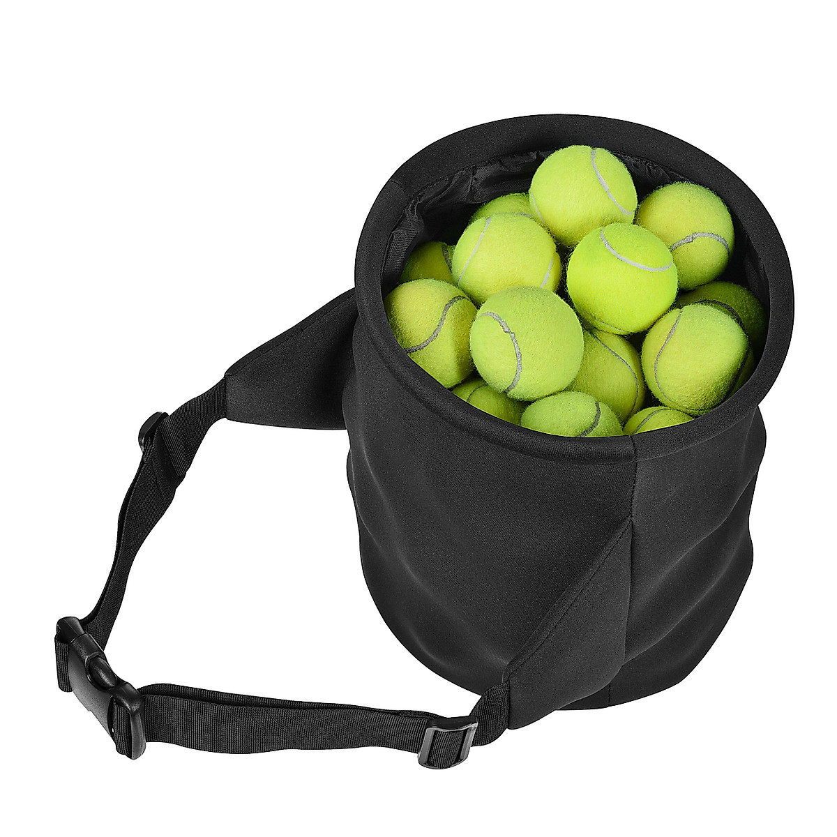Plai Portable Tennis Ball Hopper Basket - Great for Tennis Training & Fast Feeder for Tennis Balls, Pickleball, Table Tennis or Baseball Balls, Fits Around Any Waist - Holds 50+ Tennis Balls