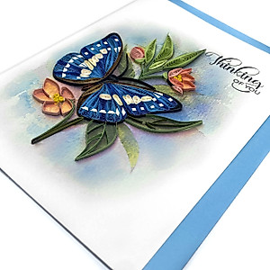 TUMYBee Thinking of You Butterfly Card, 5in x 7in, Blank Inside, Envelope Included, Perfect for Birthdays, Thank You, Anniversaries