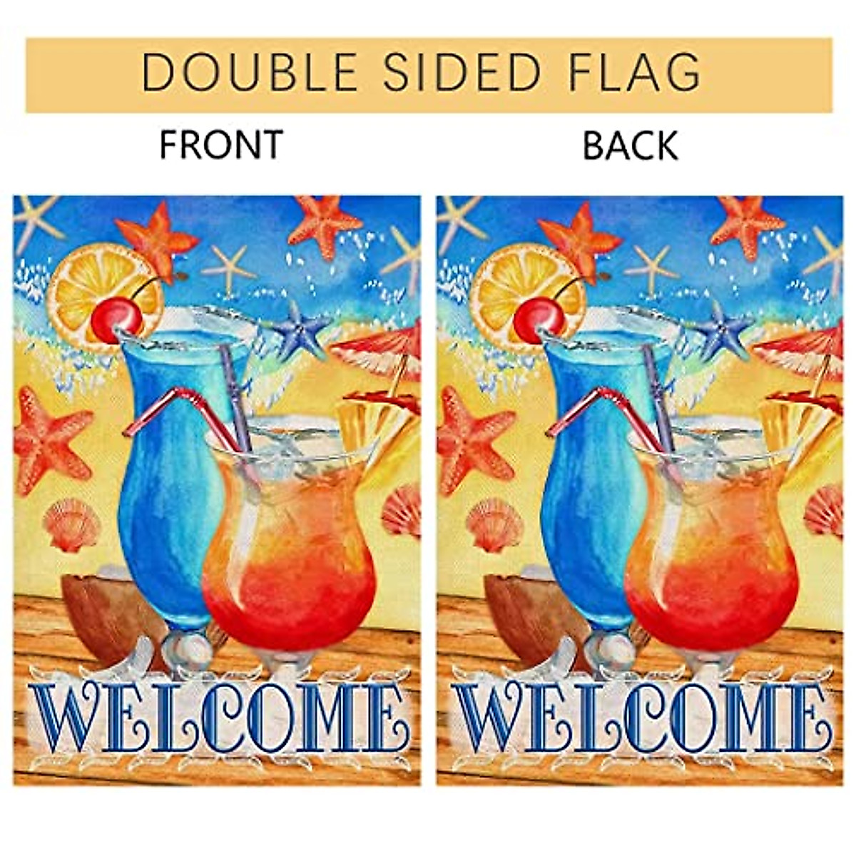 Summer Welcome Garden Flags for Outside 12x18 Double Sided Tropical Hawaii Beach Vertical Garden Yard Flags Pool Home Party Outdoor Garden Decor Banner