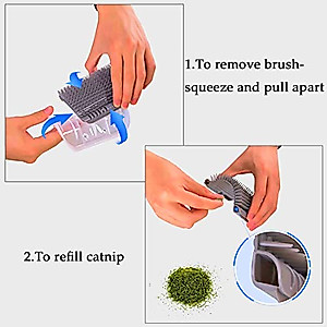 Cat Self Groomer with Catnip Pouch, 4 Pack Wall Corner Scratcher Groomers Soft Grooming Massage Combs for Short Long Fur Cats,Cat Brush Toy for Indoor Cats Kitten