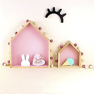 House Shape Wooden Wall Storage Shelf/Wooden House Shelves/Wood Wall Shelf/House Shaped Shelf Box,Set of 2 Wall Art Decoration Children's Room Decoration