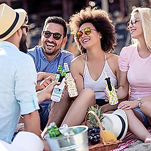 Sublimation Blanks Beer Bottle Cover Sleeves Neoprene Beer Cooler Covers Insulator Sleeve with Zipper for 12 oz/330 ml Bottles, Birthday Wedding Oktoberfest Party (White-6 Pcs)