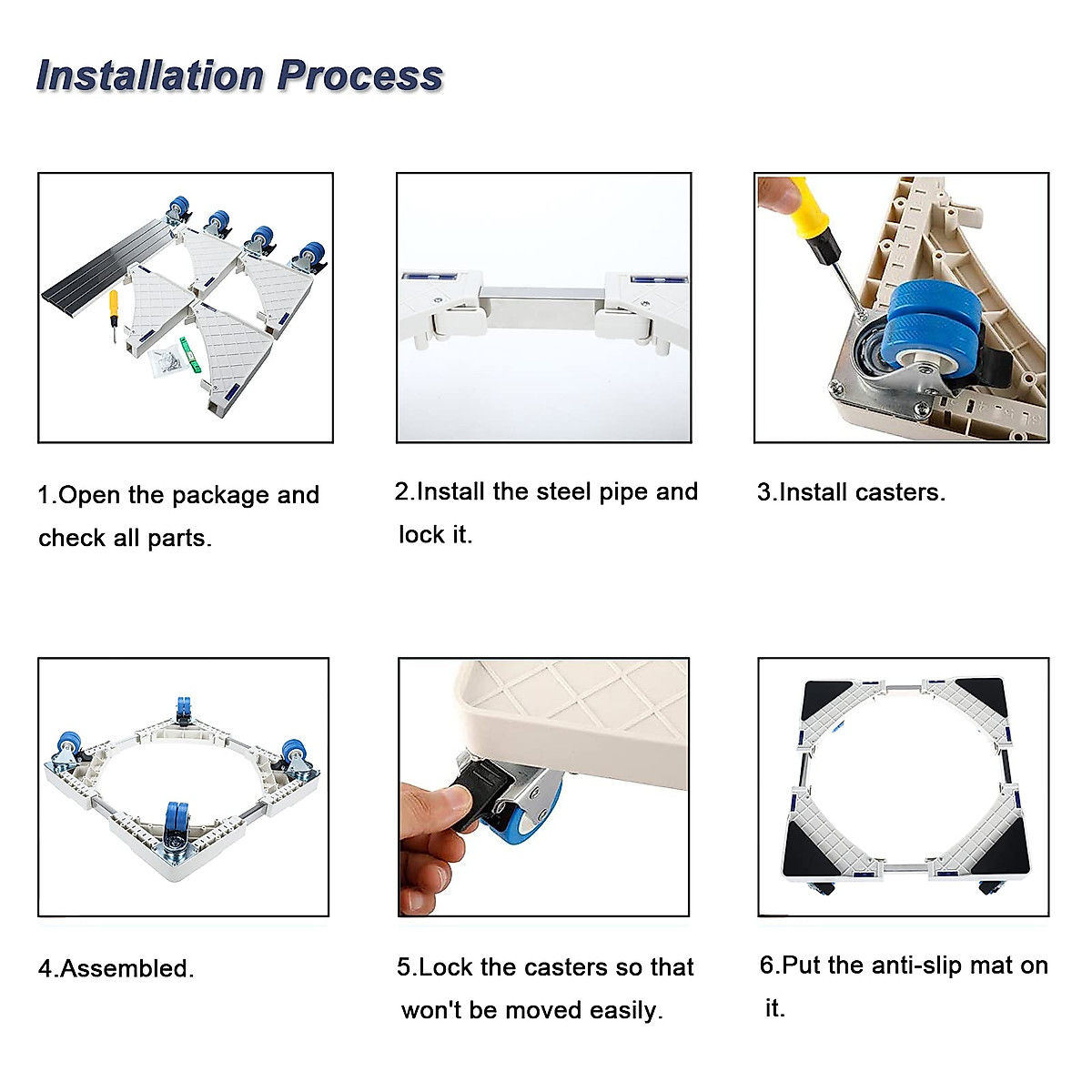 skyehomo Multi Functional Movable Stand, Size Adjustable Base, Telescopic Furniture Dolly Roller with 4 Locking Rubber Wheel Caster for Washing Machine, Refrigerator and Dryer