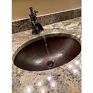SimplyCopper 16" Oval Copper Bath Sink with 7" Faucet and Daisy Drain Drain Included