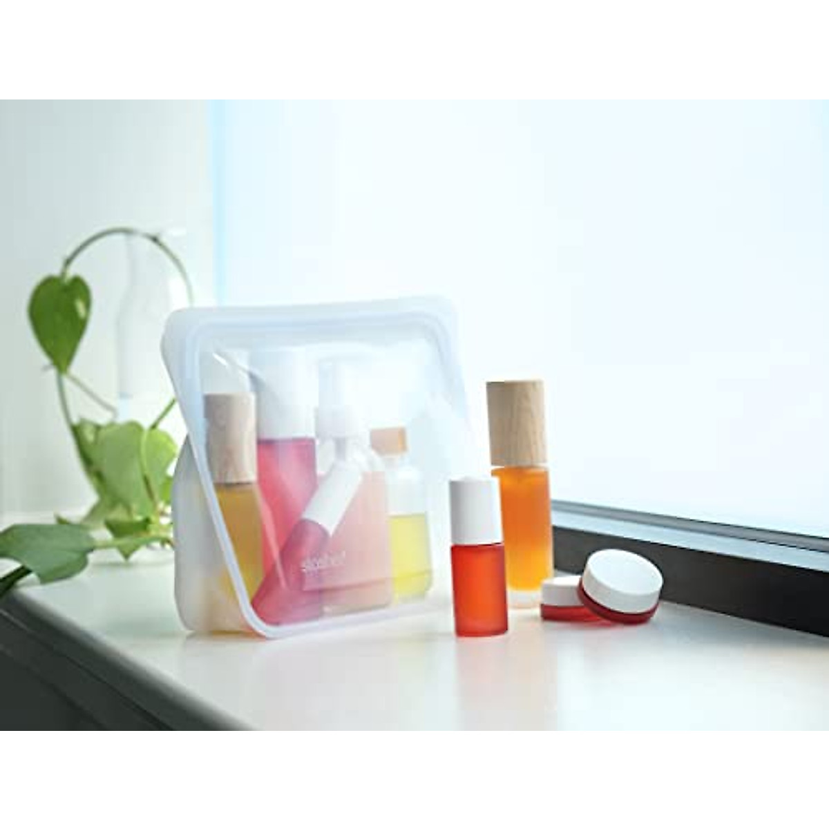 Stasher Silicone Reusable, Stand-Up Mid (Clear) | Food Meal Prep Storage Container | Lunch, Travel, Makeup, Gym Bag | Freezer, Oven, Microwave, Dishwasher Safe, Leakproof