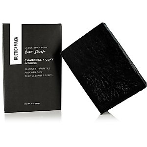 Rustic Maka Activated Charcoal + Clay Natural Soap Bar, DETOX + CLEANSE, for Acne, Problem Skin, Excess Oil Control, Face, Body and Underarm Detox, Oily to Normal Skin