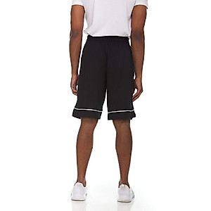 Spalding Mens Heat Performance Basketball Shorts with 10" Inseam, Black/White, L