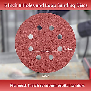 Akjwp 70PCS Sanding Discs 5 Inch 8 Holes and Loop Adhesive Sanding Discs Sandpaper for Random Orbital Sander 40/80/120/240/320/600/800 Grits…