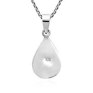 AeraVida Simply Elegant Teardrop Mother of Pearl Inlay .925 Sterling Silver Necklace | Classic Necklace Jewelry for Women | Jewelry Gift