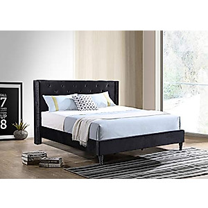 Home Life furBed00007_Suede_Queen_Black Platform Bed