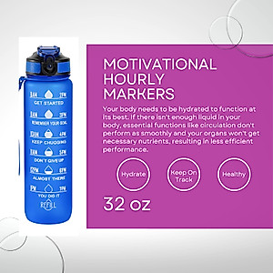 32 oz Water Bottle with Times to Drink and Straw. With clearly marked times to drink throughout the day and a convenient straw for spill-proof sipping, track your water intake and stay hydrated.