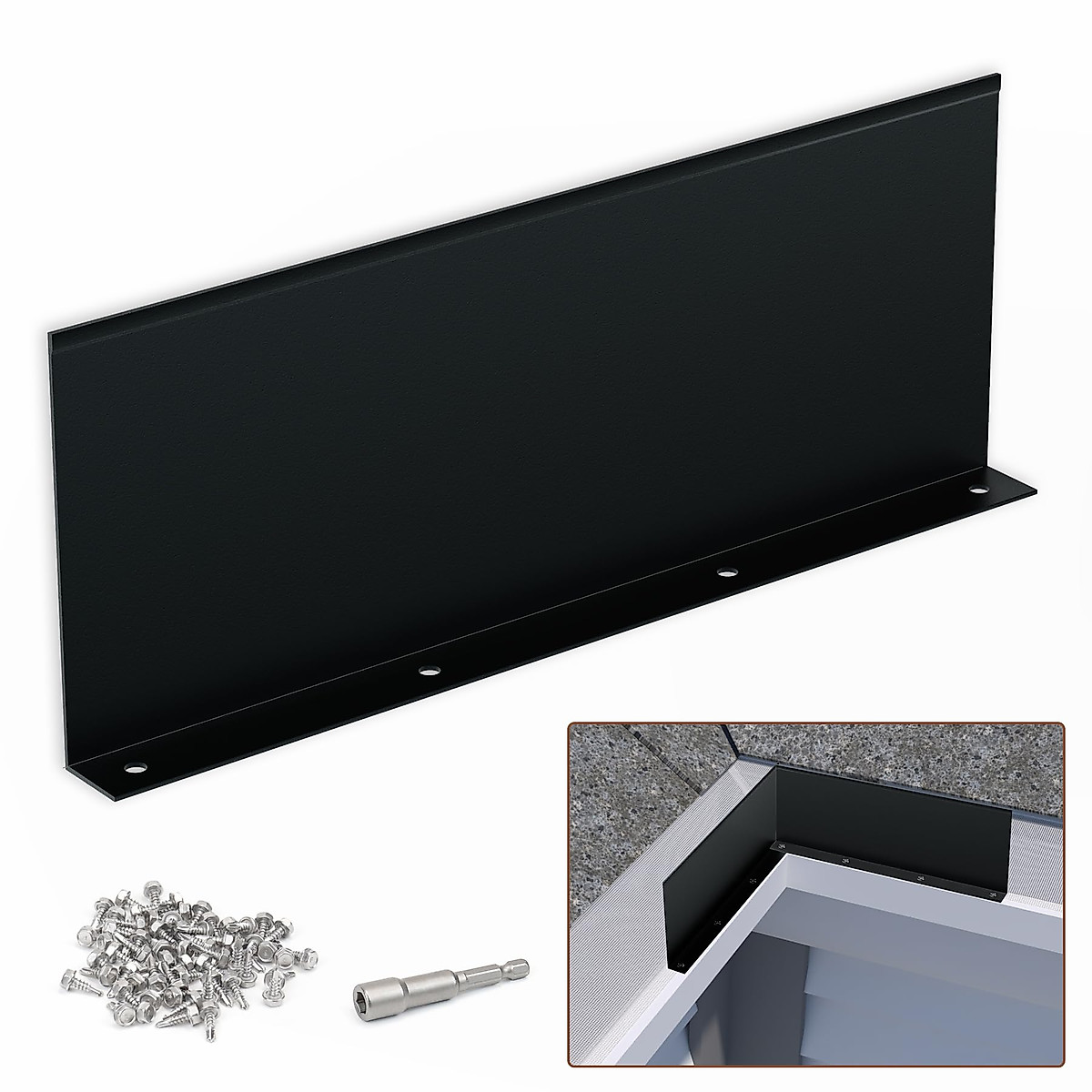 BJADE'S Gutter Valley Splash Guard,12 Pcs Aluminum Roof Valley Splash Shield Gutter Guard.for Straight,Flat Roofs,Corner,10 inch Each,Black