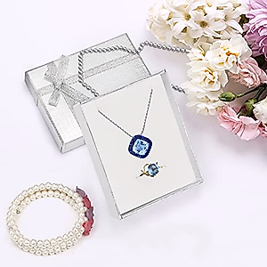 Kurtzy Silver Paper Jewelry Display Gift Boxes (12 Pack) - 9 x 7cm / 3.54 x 2.76 Inches - Cardboard Packaging Box Set with Foam Inserts for Earrings, Necklaces, Bracelets & Rings