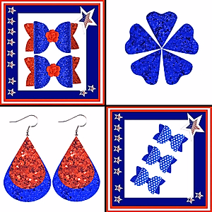 Greatdiy Sparkly Royal Blue Chunky Glitter Fabric Roll 12 x 52 inch Shiny Solid Color Independence Day Faux Leather for Making Earrings Bows Crafts (16013#34)