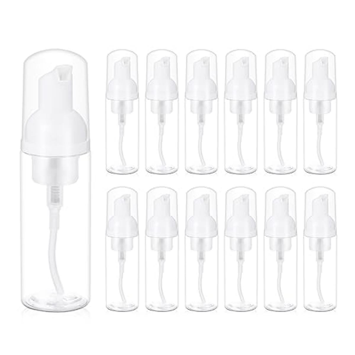 ASEVAT 12 Pcs Empty Foaming Pump Dispenser, 2 oz Transparent FoamSpray Bottle for Hand Soap Shampoo Lash Cleanser Packaging Liquid Cleaning (Clear)