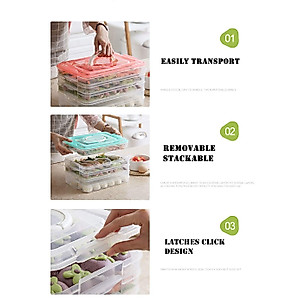 TIAN CHEN Food Refrigerator Storage Containers with 2 Lids, 4 Layer, Stackable Handheld Carrier for Snack, Cookie, Meat, Bacon, Charcuterie, BPA Free (Transparent 4 tier)