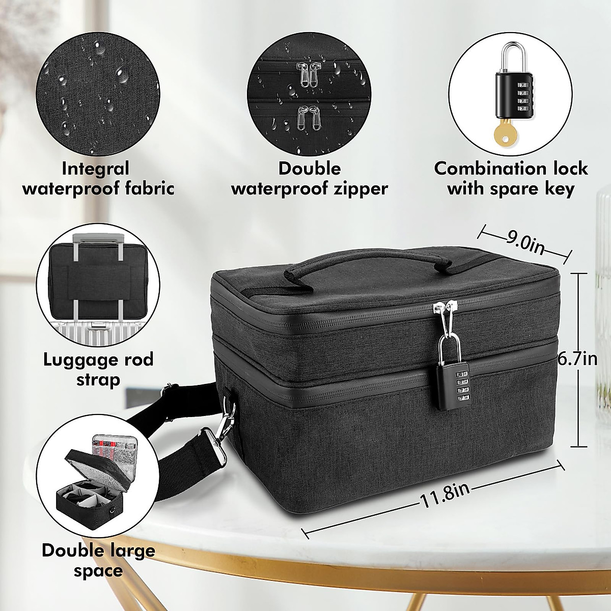 MUOUM Discreet Lockable Adult Storage Toy Bag And 2pcs L Size (8.6 * 11.8inch) Microfiber Drawstring Bag Box Organizer Container