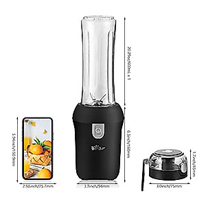 Bear Personal Blender for Shakes and Smoothies with 300W Small Single Serve Portable Countertop Blender, 20.3oz Tritan BPA Free Travel Blender Bottles,Black (Black B)