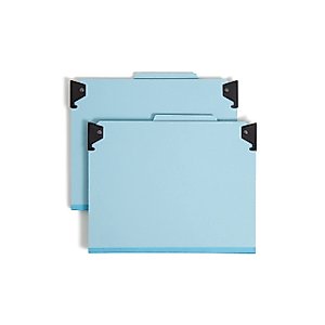 Smead FasTab Hanging Pressboard Classification Folder with SafeSHIELD Fasteners, 2 Dividers, 2/5-Cut Built-in Tab, Letter Size, Blue, 10 per Box (65115)