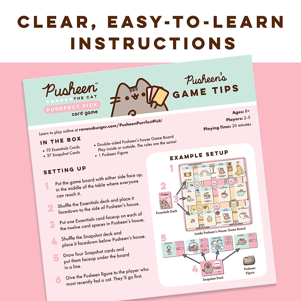 Ravensburger Pusheen Purrfect Pick Game - Fun Family Activity | Ideal for Cat Lovers and Pusheen Fans | Engaging Gameplay | Suitable for Ages 8 and Up | Pink Edition