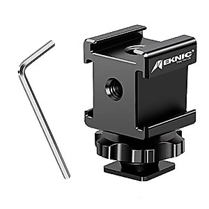 MEKNIC Cold Hot Shoe Mount Adapter Video Accessory Aluminium Alloy Triple Shoe Extension Bracket for LED Lights, Monitors, Microphones, Audio Recorder,Video Cameras or DSLR Cameras