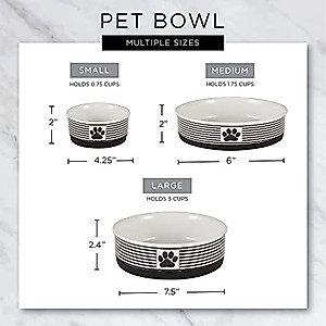 Bone Dry Pet Bowl Collection Ceramic Set, Medium, Marble, 2 Count White