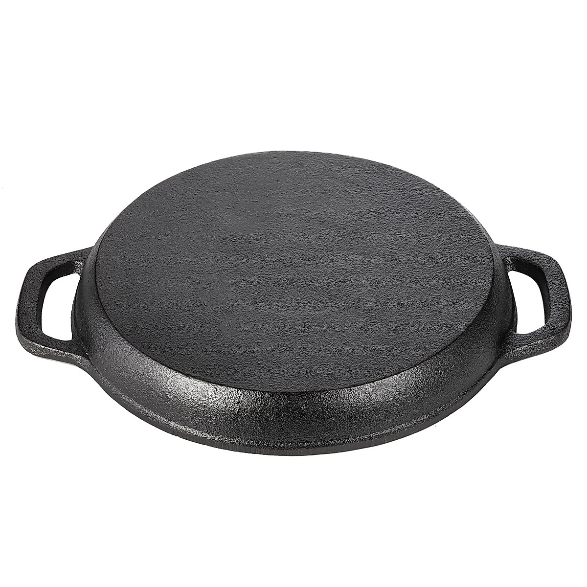 WUWEOT Cast Iron Wedge Pan, Non stick Round Corn Bread Skillet, Black 8-edges Biscuit Pan with Double Handles for Scones, Corn Stick Pan, Muffins, Cup Cakes and Brownies