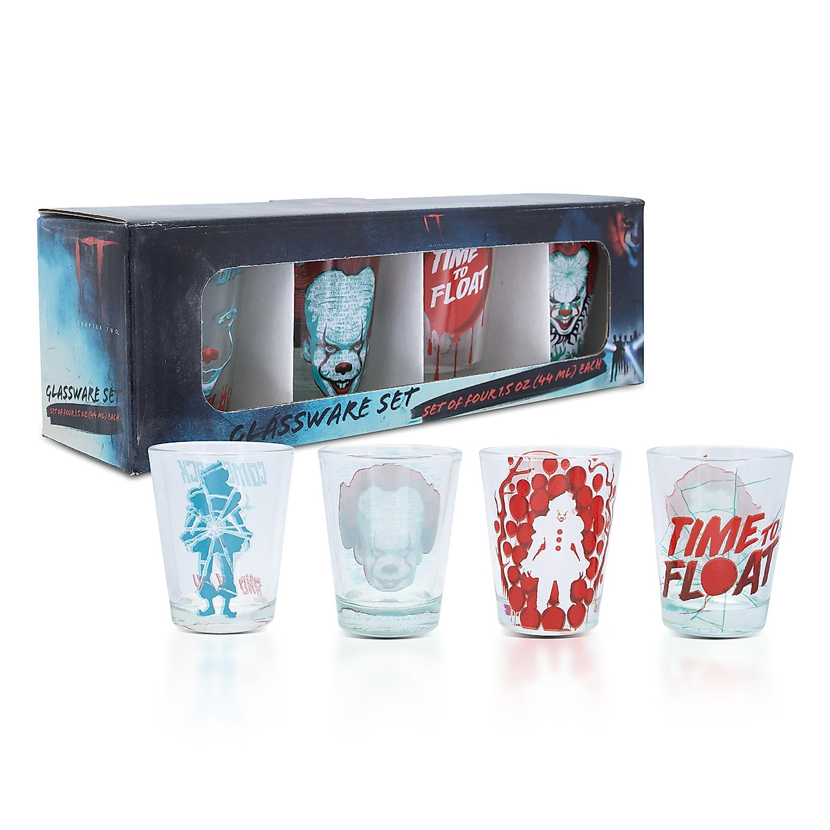 Silver Buffalo IT Shot Glass 4-Piece Drinkware Set, 1-5-Ounce, Red