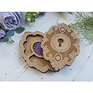 Wooden Embroidery Diamond Painting Accessories Storage Box Beads Organizer with Wooden lid Tray Divider Jewelry Box Needlework Bead Holder (Key)
